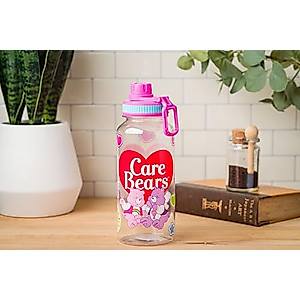 Silver Buffalo Care Bears Plastic Bottle with Sticker Set and Twist Spout Featuring Good Luck Bear, Grumpy Bear, Share Bear, and Cheer Bear, 32 Ounces