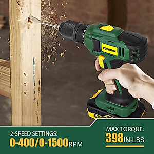 Cordless Drill, 20V MAX 1/2 inch Compact Drill Driver Kit, 2.0Ah Lithium-Ion Battery with Fast Charger, Metal Chuck, 398 In-lbs Torque, 18+1 Position Clutch, 17pcs Drill/Driver Bits - BHD750D