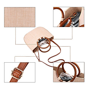 JOSEKO Summer Beach Bag, Womens Straw Handbag Straw Shoulder Bag for Beach Travel and Everyday Use Khaki 11.4" L x 3.5" W x 9.8" H