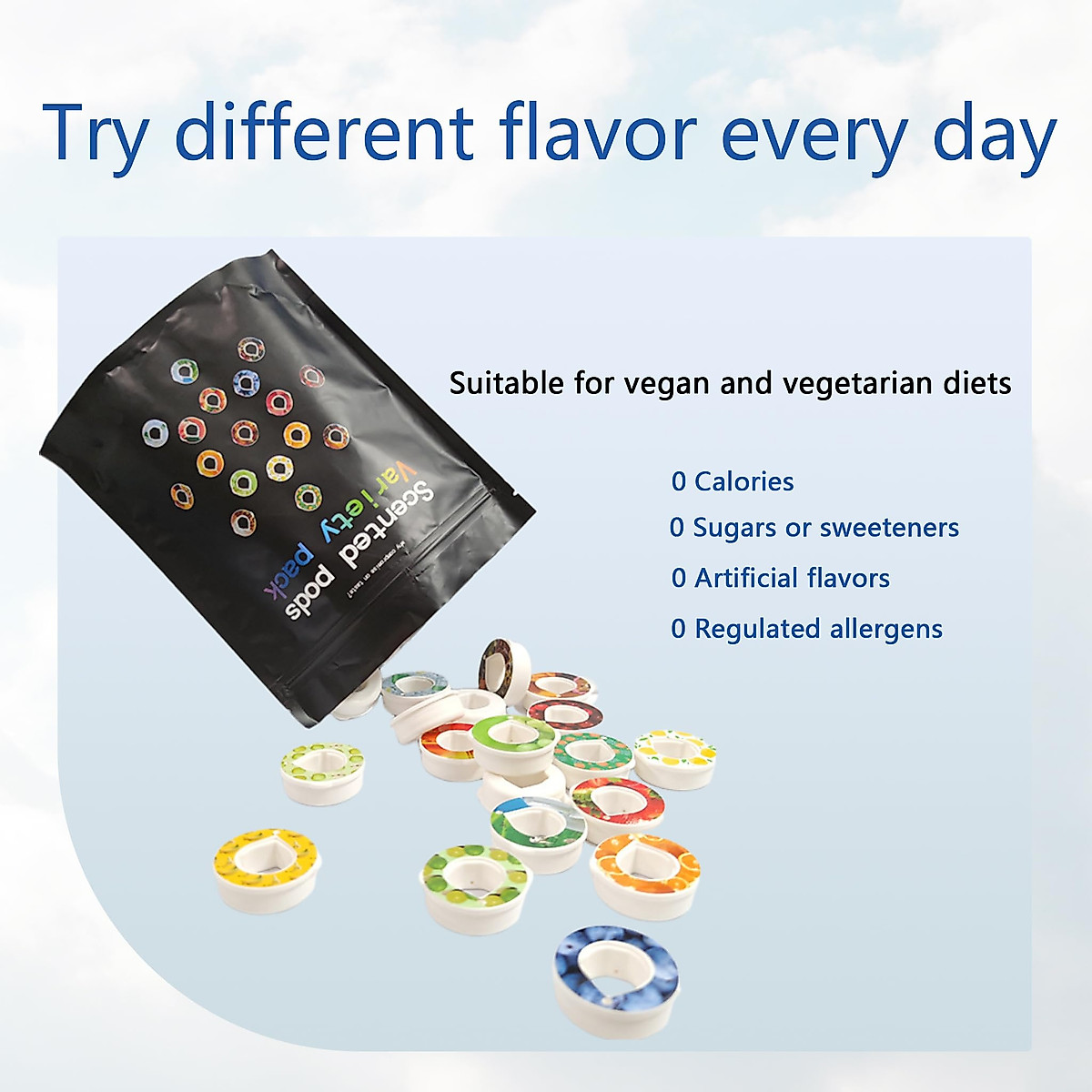 Yokacor Sports Air Water Bottle With 10 Flavor Pods Set, 25oz Alr Water Up Bottles With Straw 0 Sugar Fruit Fragrance Cup, Leakproof, Suitable For School, Outdoor, Gym(20 Flavors pod)