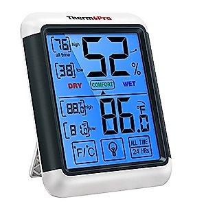 ThermoPro TP55 Digital Hygrometer Indoor Thermometer Humidity Gauge with Large Touchscreen and Backlight Temperature Humidity Monitor