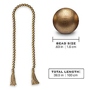 Wooden Bead Garland Decor, Wood Beads Garland Decorative Beads, Wooden Beads Garland, Wood Bead Garland Farmhouse, Wood Bead Garland Tassels, Boho Tassel Garland Beads Decor Beads Wooden Garland Beads