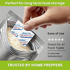 400cc Oxygen Absorbers for Food Storage 100 Pack - Sealed Packs of 10 for Freshness - Ideal for Mylar Bags, Mason Jars, and Freeze Dried Foods. Moisture Proof, Prevents Spoilage, Extends Shelf Life