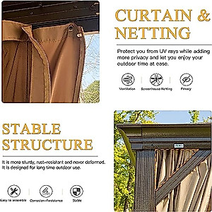 Evedy 12'x20' Hardtop Gazebo, Outdoor Aluminum Frame Canopy with Galvanized Steel Double Roof, Outdoor Permanent Metal Pavilion with Curtains and Netting for Patio,Backyard and Lawn