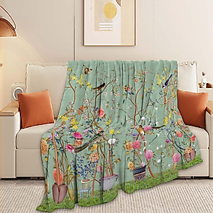 Exroozy Bird Floral Throw Blanket Flower Bird Blanket Gifts for Women Men Adults Kids Ultra Soft Cozy Warm Plush Fleece All Season Blanket Decoration for Couch Bed Sofa Chair Dorm 40''X50''