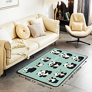 jejeloiu Panda Rugs for Living Room Bedroom Shag Decorative Carpet Rugs Cute Panda Bear Decor Soft Accent Rug for Room Living Room Bedroom Machine Washable Multifunctional Rugs