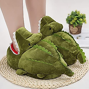 OHAYYU Unisex Novelty Cute Crocodile Slippers House Slippers Funny Animal Slippers Christmas Halloween Gifts - One Size Fits Most