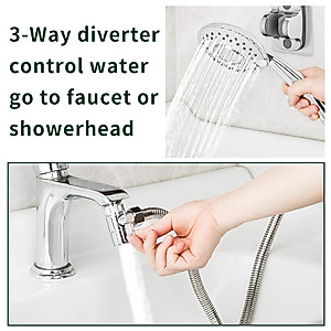 Sink Hose Shower Sprayer Attachment - Faucet Extension w/ 5 Adapters For Bathroom Bathtub, Kitchen Faucet, Utility Laundry Tub, Garden Hose Thread Spout For Delta, Moen, Kohler, American Standard