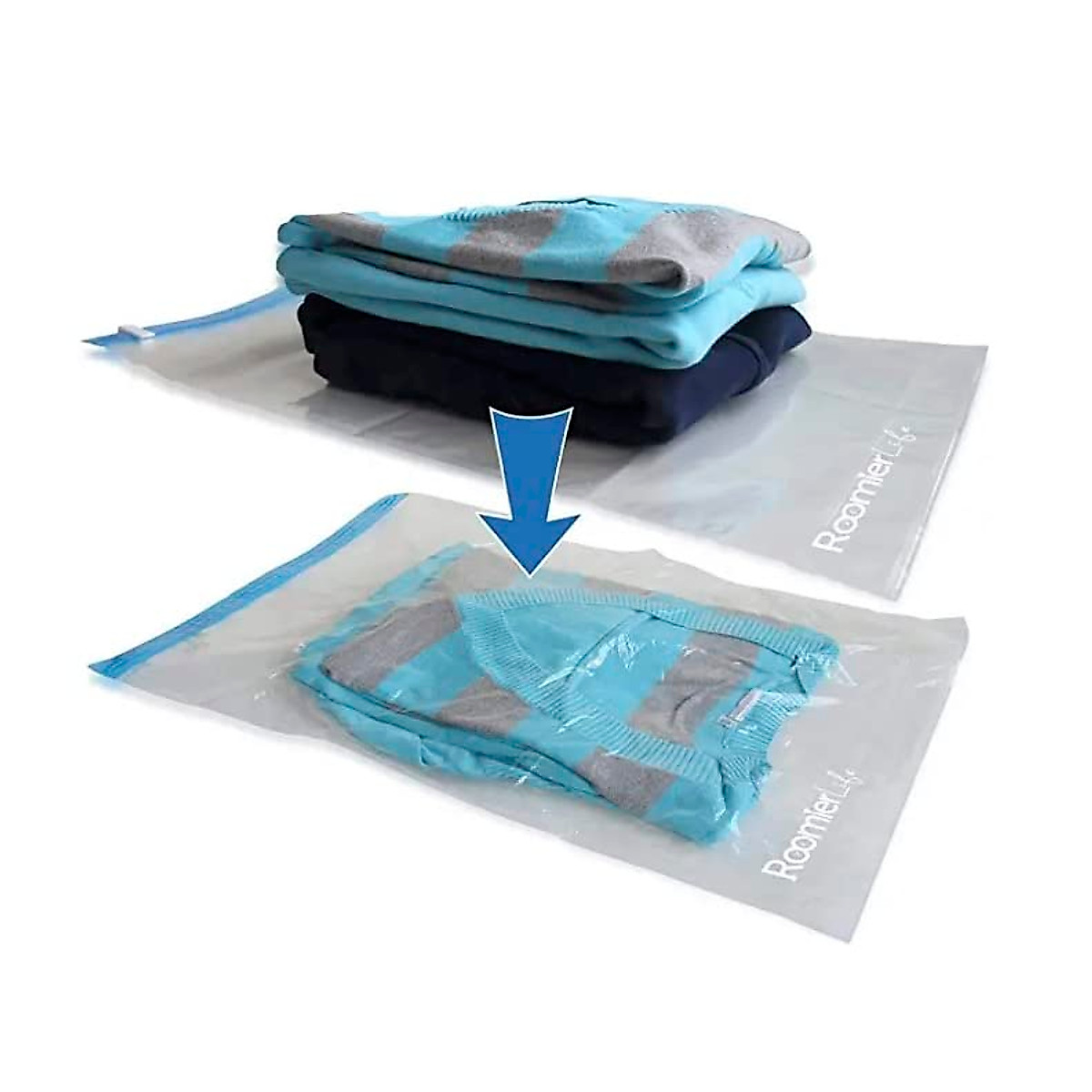 Space Saving Vacuum Storage Bags 12 Pack Vacuum Sealer Bags with Pump for Clothing, Bedding, Comforters, Blankets, Pillows with Compression Seal. Perfect for Moving and Travel.