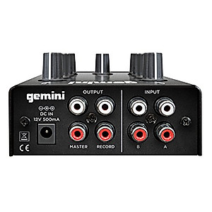 Gemini Sound MM1 Professional Audio 2-Channel Dual Mic Input Stereo 2-Band Rotary Compact DJ Podcast Mixer with Cross-Fader and Individual Gain Control