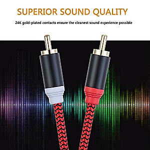 RCA Cable 30Ft,2Rca Male to 2-Rca Male Audio Stereo Subwoofer Cable [Hi-Fi Sound] Nylon-Braided Auxiliary Audio Cord for Home Theater, HDTV, Amplifiers, Hi-Fi Systems,Speakers and etc(30Ft/10M)