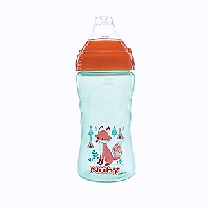 Nuby No Spill Printed Thirsty Kids No-Spill Sip-it Sport Cup with Soft Spout and Lid - 12oz / 360 ml, 12+ Months, Single Pack of 1, Print May Vary