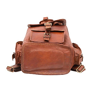 Rustic Vintage Leather Backpack Travel rucksack knapsack daypack Bag for men women Brown (16 x 8 x8 inches)