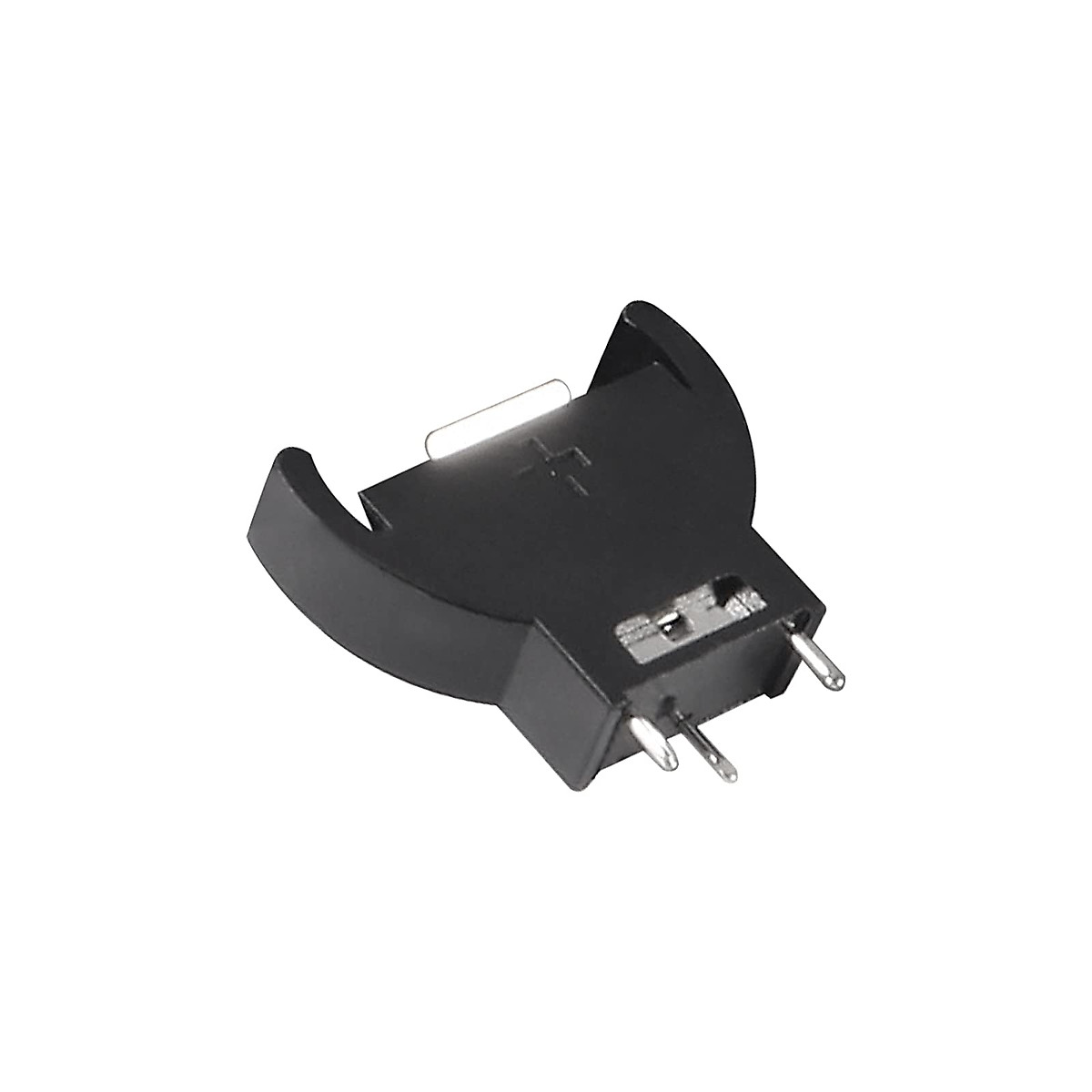 AEDIKO 50pcs CR2032 Vertical Button Cell Battery Sockets 3 Pin Holder Case Plastic Shell Type Black