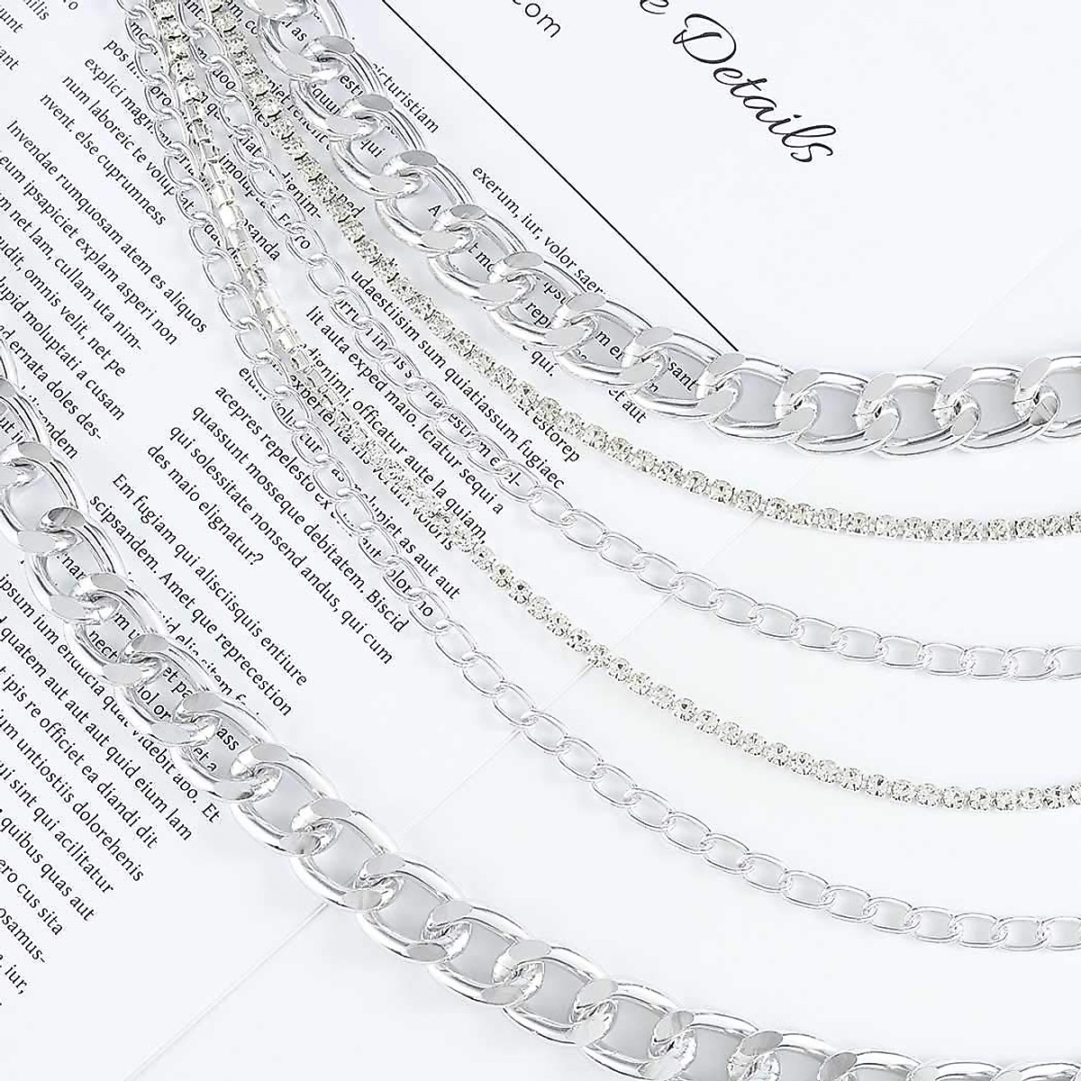 Reetan Sparkly Rhinestone Chain Belt Layered Boho Waist Chain Rave Belly Chain Nightclub Body Jewelry Accessories for Women (Silver)