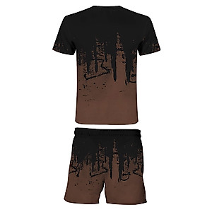 Men Short Sets Outfits 2 Piece Muscle Slim Fit Casual Summer Tracksuit Short Sleeve T-Shirt and Shorts Set Jogging Sweatsuit