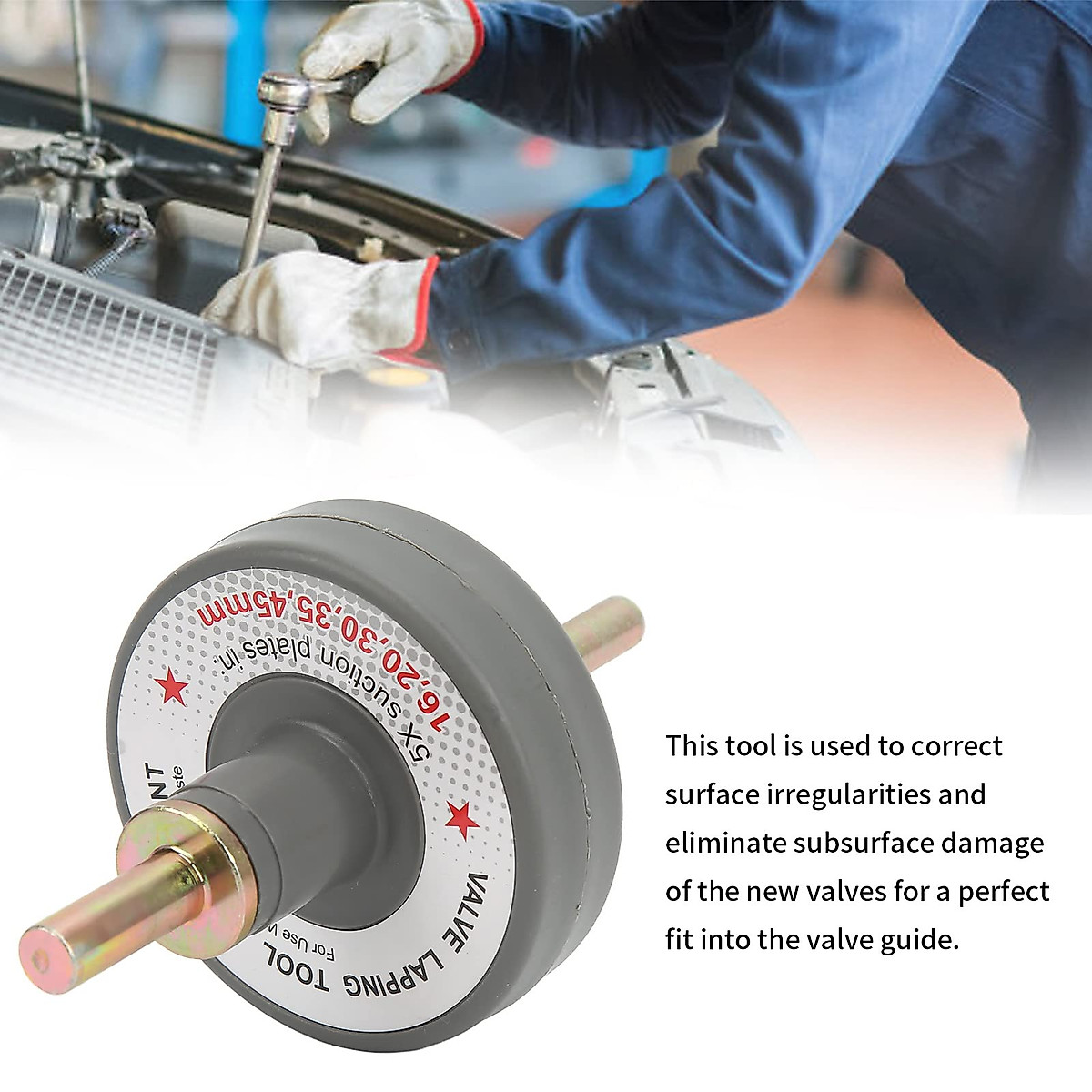 Valve Lapping Tool Kit, valve lapping tool and compound kit with 5 Suction Plates 1000rpm to 1250rpm Working Speed valve grinding Compound Valve Lap Tool Attachment Kit for Motorc