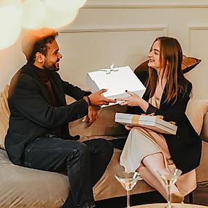 WLUSEAXI 12Pack Gift Boxes, 10x10x4 Inches Bridesmaid Proposal Box, White Boxes for Gifts, Paper Gift Box with Ribbon for Presents, Wedding, Bridal Shower, Baby Shower, Birthday Party, Graduation