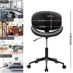 JOYBASE Home Office Desk Chair, Bentwood and Leather Swivel Chair, Adjustable Heigh, Brown