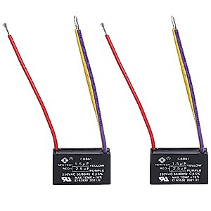 Podoy CBB61 Ceiling Fan Capacitor for Compatible with New TECH 1.5uf 2.5uf 250V AC 3 Wire 2 Pack