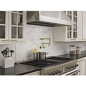 Pfister Lita Pot Filler Kitchen Faucet, 2-Handle, Wall Mounted, Single Hole, Brushed Gold Finish, GT533PFBG