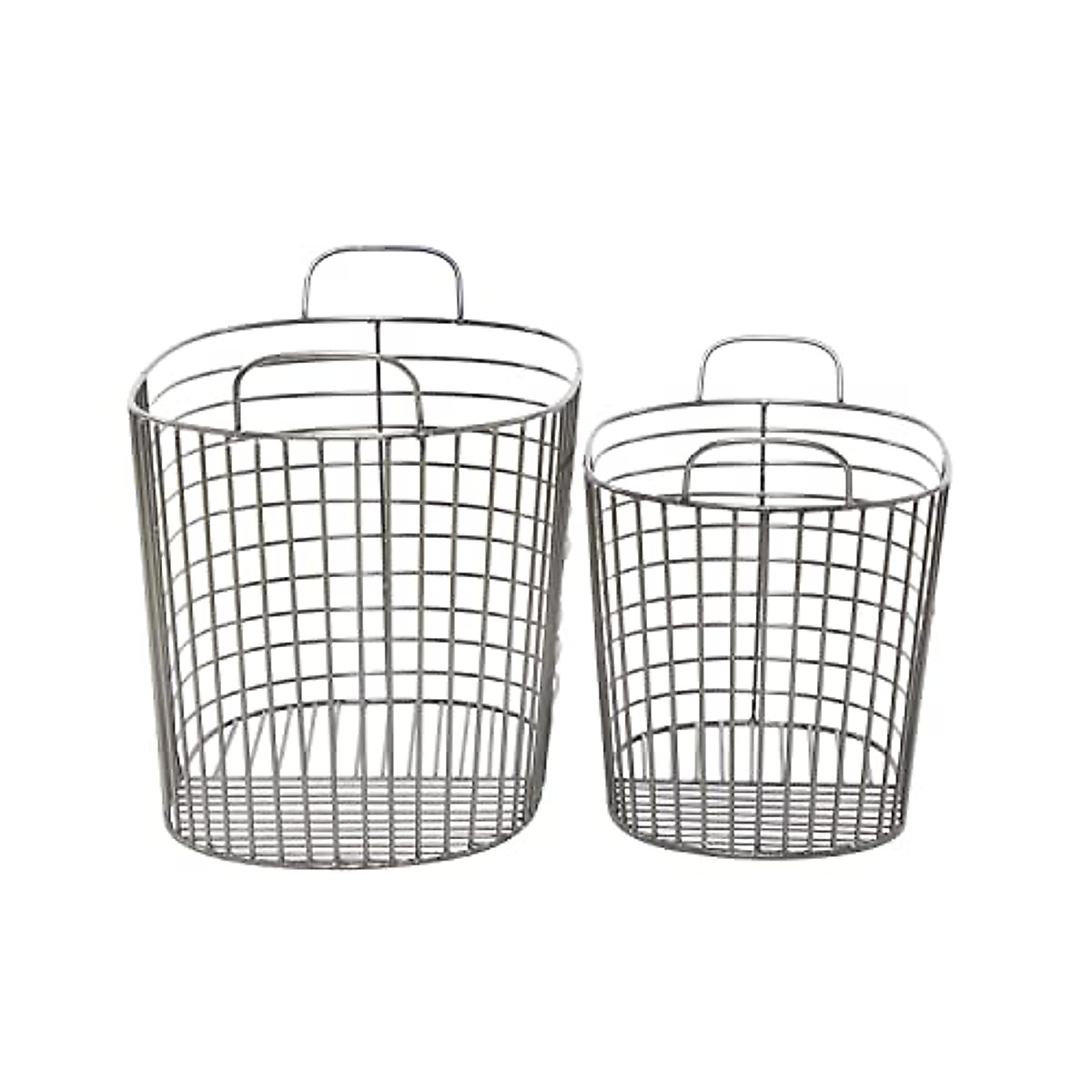 CosmoLiving by Cosmopolitan Metal Round Storage Basket with Handles, Set of 2 21", 17"W, Dark Gray