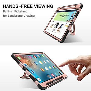 BENTOBEN iPad Air 5th/4th Generation Case, iPad Pro 11 Case, Glitter Sparkly 3 Layer Heavy Duty Shockproof Kickstand Faux Leather with Pencil Holder Protective Tablet Case Cover, Rose Gold