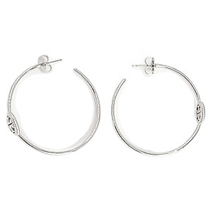 Tory Burch 137720 Rope Logo Silver Tone Women's Hoops Earrings