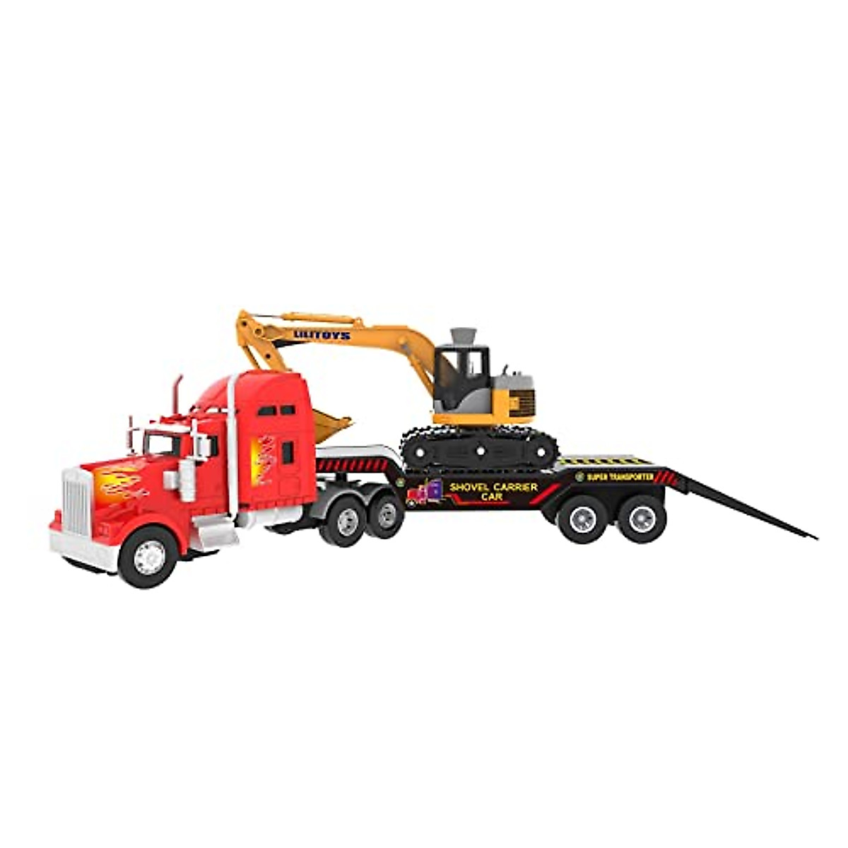 Big Daddy Big Rig Heavy Duty Tractor Trailer Low Boy Transport Flat Bed & Excavator Toy Trucks COMBO series