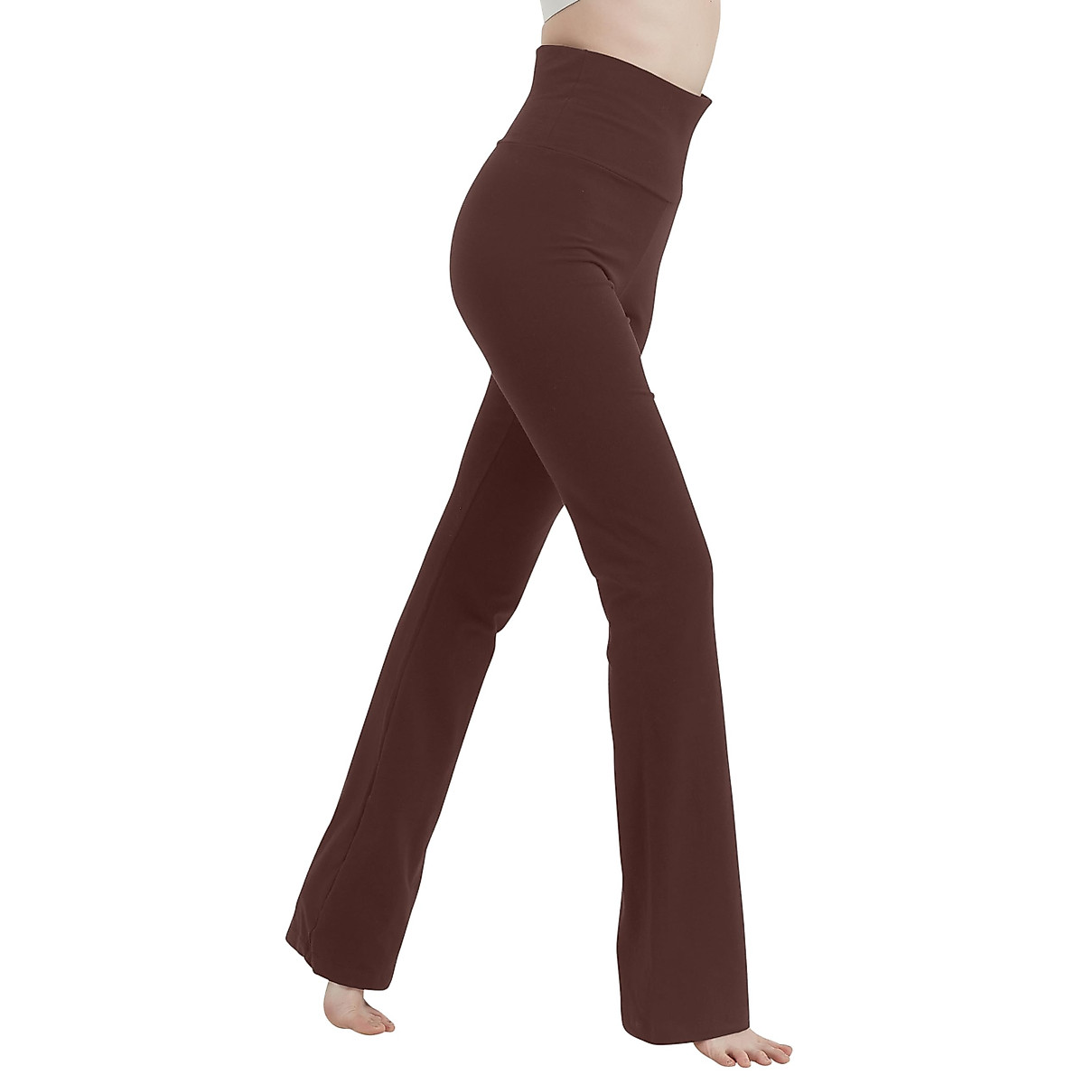 MC&LO Cotton Spandex High Rise Bootcut Flare Yoga Pants Legging(Regular Size/Plus Size) S-4XL (36" Inseam) Brown
