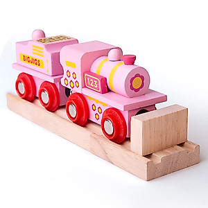 Bigjigs Rail Pink 123 Engine - Other Major Wooden Rail Brands are Compatible