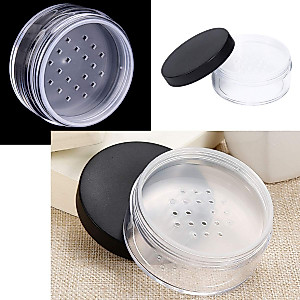 AKOAK Capacity 30 ml(1 oz) Empty Reusable Plastic Loose Powder Compact Container DIY Makeup Powder Case with Sifter and Lined Screw Lid,Pack of 4