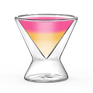 Double-Walled Martini Glasses Set of 2 (6.5 oz) - Stemless Martini, Cocktail, Bar, Cosmopolitan Glasses - Insulated martini glass glassware sets for mixed drinks, men's birthday, fathers day gift