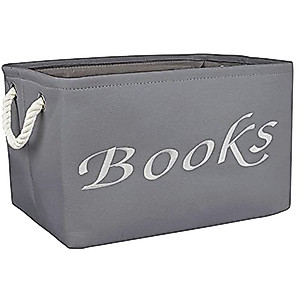 Embroidered Tote Bin - Storage Basket for Nursery - Large Storage Box - Organizing Bedroom, Closet, Classroom (Book Bin)