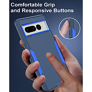 Dahkoiz for Google Pixel 7 Pro Case, with Dust-Proof Port Cover, Full Body Protection Rubber Protective Case for Google Pixel 7 Pro, Blue/Navy