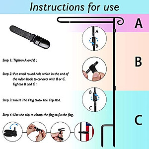 Garden Flag Stand,Metal Garden Flag Holder,Yard Flag Holder For Small Garden Flags 12 x 18,Yard Sign Garden Flag Stake For Outside,Small Garden Flag Pole For Yard With Tiger Clip,Garden Flag Hanger