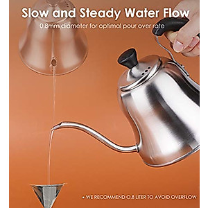 Chefbar Coffee Kettle for Stove Top Premium Gooseneck Kettle, Pour Over Coffee Kettle, Tea Pot Stovetop Teapot, Hot Water Heater for Camping, Home & Kitchen, Stainless Steel - Small 28oz, Brushed