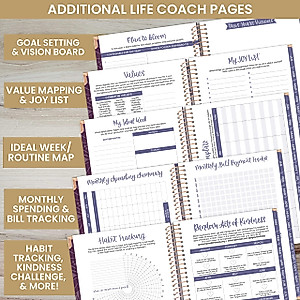 HARDCOVER bloom daily planners 2024 Calendar Year Day Planner (January 2024 - December 2024) - Passion/Goal Organizer - Monthly & Weekly Inspirational Agenda Book - 5.5" x 8.25" - Embroidery, Purple
