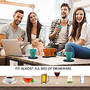 24 Pieces Black Slate Coasters with Holder Round Stone Coasters for Drinks 4 Inch Rustic Handmade Bar Coasters Set with Anti Scratch Bottom for Coffee Table Kitchen Home