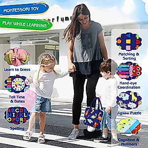 Esjay Toddler Busy Board Montessori Toys for 1 2 3 4 Year Old, Sensory Board with Buckles Educational Activities for Learning Fine Motor Skills, Gifts for Girls Boys, Travel Toys for Airplane Car