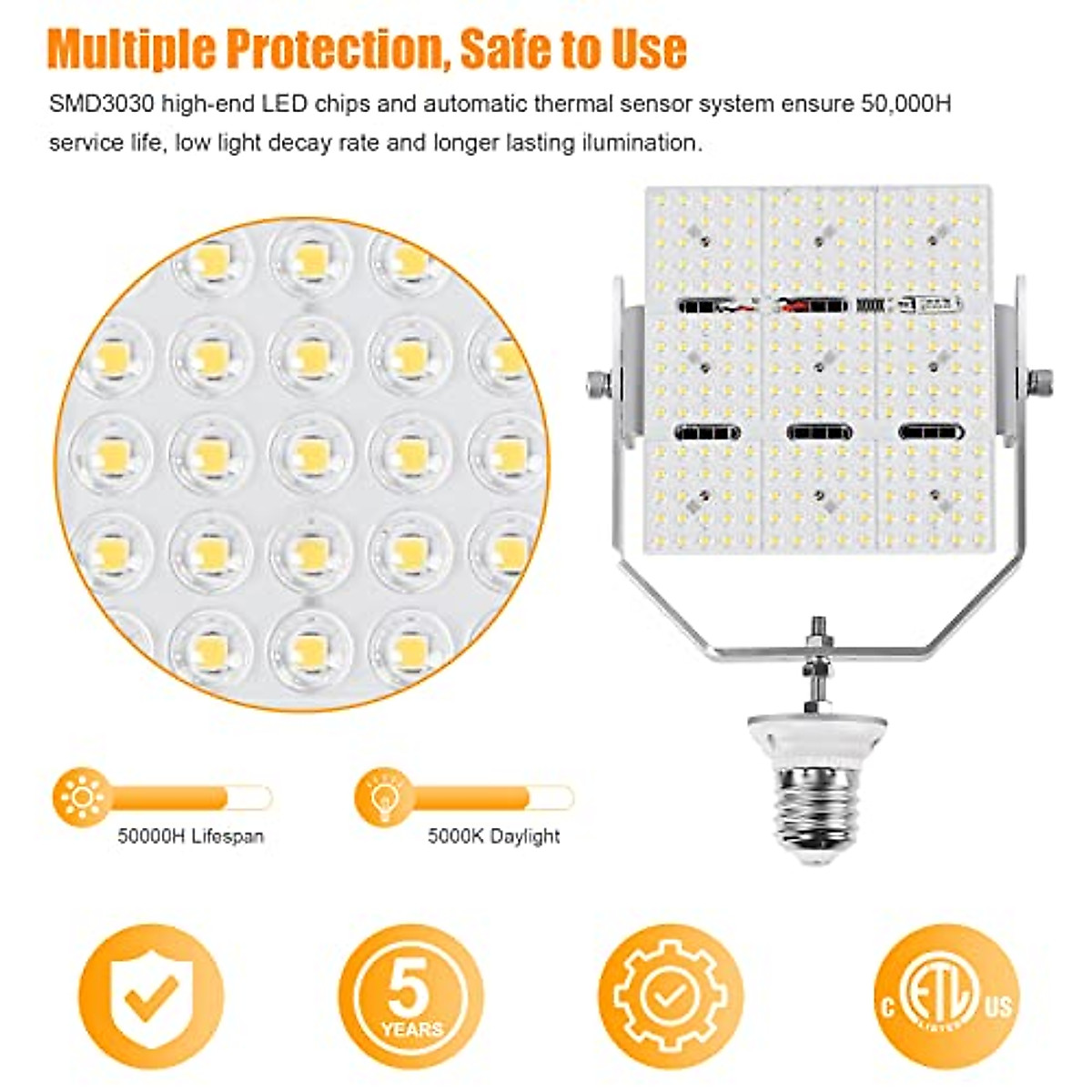 150W Shoebox LED Retrofit Kits AC100-277V (650W MH/HPS/HID Equivalent) 5000K E39 Mogul Base Retrofit Lights for Parking Lot Tennis Court ETL DLC Listed