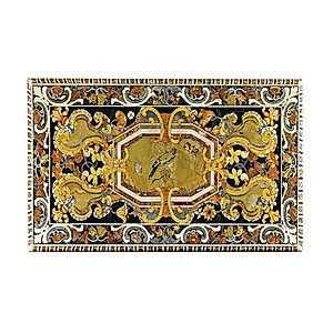 48" x 30" Inch Black Marble Dining Table/Coffee Table Italian Pietra Dura Design Outdoor Indoor Table, Office Table, Conference Table