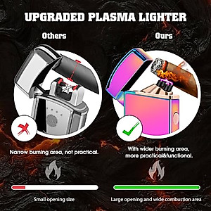 LcFun Electric Lighter Plasma Dual Arc Lighter, Windproof USB Rechargeable Lighter, Flameless Cool Lighters with LED Battery Indication for Candles, Incense Stick, Outdoor Camping (Magic)