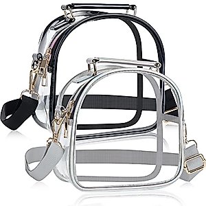 Frienda 2 Pieces Clear Purse Clear Stadium Approved Bag 2 Colors Clear Crossbody Bags for Women Small See Through Concert Bag Clear Crossbody Bag for Sports Concerts Events Festivals
