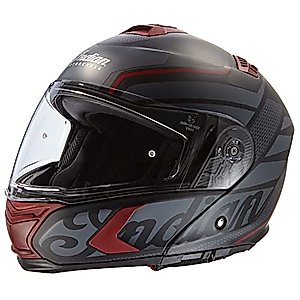 Indian Motorcycle Full Face Modular Helmet With Flip Up Dual Sunvisor for Adults, Matte Black, Bluetooth Compatible, Quick Release Strap, DOT Approved Helmet, for Men and Women