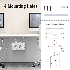 SUPERDANNY Power Strip Surge Protector, 22 AC Multiple Outlets, 1875W/15A, 2100 Joules, 6.5Ft Flat Plug Heavy Duty Extension Cord for Home, Office, Dorm, Gaming Room, White