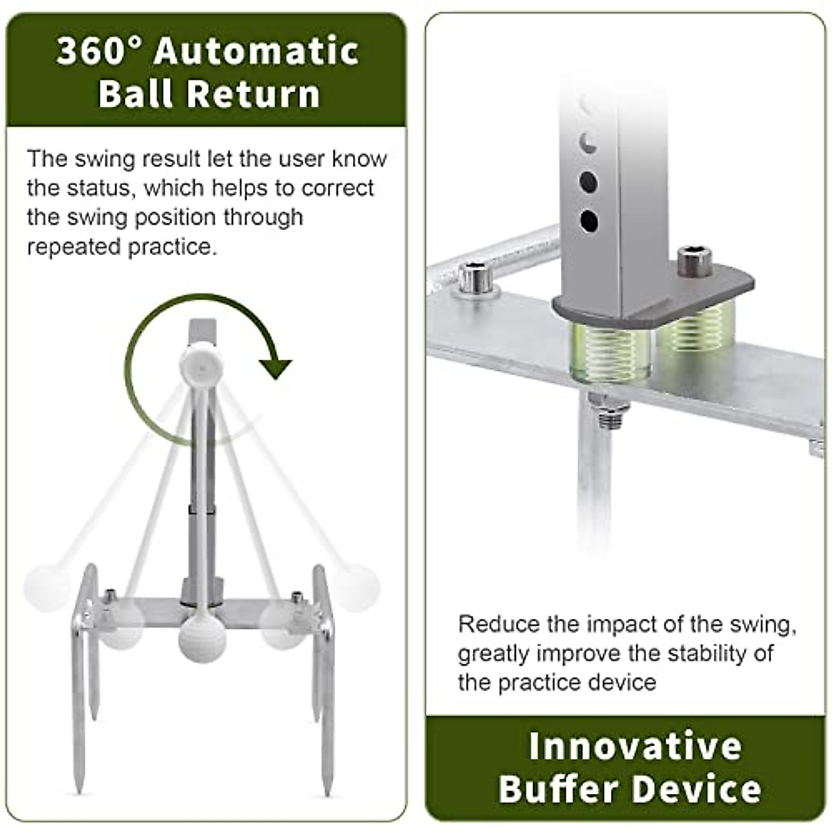 PGM Golf Swing Trainer - 2.0 Golf Training Equipment with 5 Adjustable Height - Pure Path Golf Swing Practice Mat Training Aid - Golf Swing and Hitting Trainer for Indoor Outdoor Home