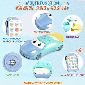 keefun Baby Cell Phone Toys for 1 Year Old Boy, Musical Car Toys with Star Projector, Toy Phone Baby Toys 12-18 Months, Early Education Learning Toys for 1 2 3 Years Old Boy Girl