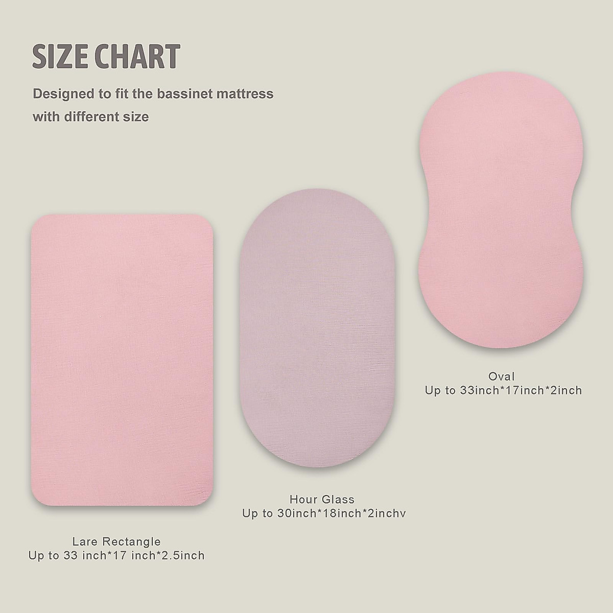 babytino Muslin Bassinet Sheet for Baby Boy and Girl,Super Soft Bedside Bassinet Sheets Fitted for Oval, Rectangle and Hourglass Mattress Pad, Breathable and Wash Machine Sheets, 2 Pack