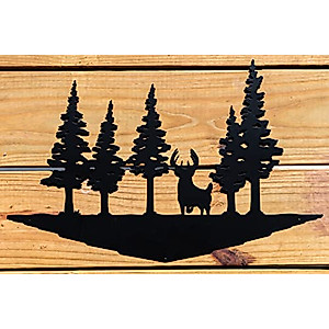 Whitetail Deer Buck Pines | Laser Cut Metal Wall Art Sign for Rustic Home, Cabin, Garage, and Man Cave Decor | BIG GAME STEEL